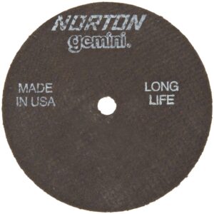 norton gemini long life small diameter reinforced abrasive flat cut-off wheel, type 01, aluminum oxide, 3/8" arbor, 4" diameter x 0.35" thickness (pack of 5)