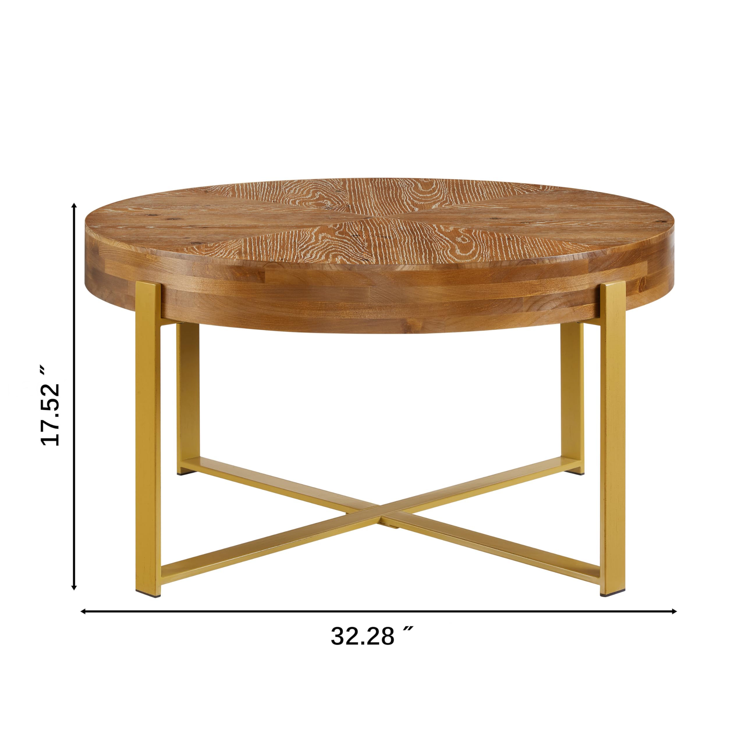 Gexpusm Round Wood End Table for Living Room, 2 Tier Farmhouse Circle Side Table, Rustic Mid-Century Wooden End Table for Apartment, Easy Assembly (Coffee Table, Ct-espresso,metal Leg)