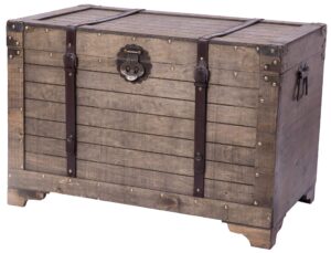 vintiquewise old fashioned large natural wood storage trunk and coffee table