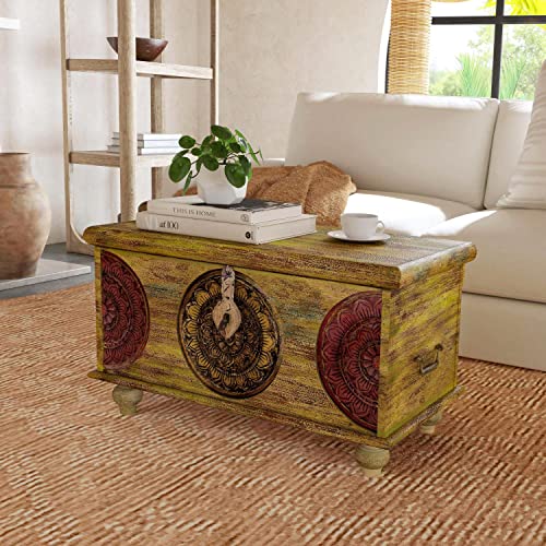 Butler Specialty Artifacts Mesa Carved Wood Trunk Coffee Table