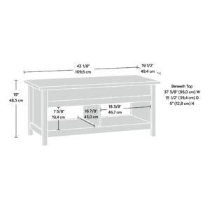 Sauder Cannery Bridge Lift Top Coffee Table, L: 43.15" x W: 19.45" x H: 19.02", Sindoori Mango finish