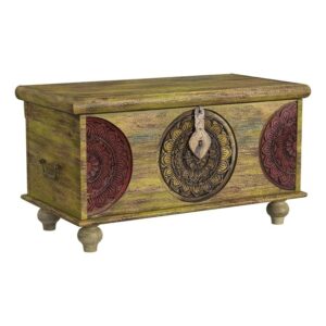 beaumont lane rustic mango wood trunk coffee table in oak brown