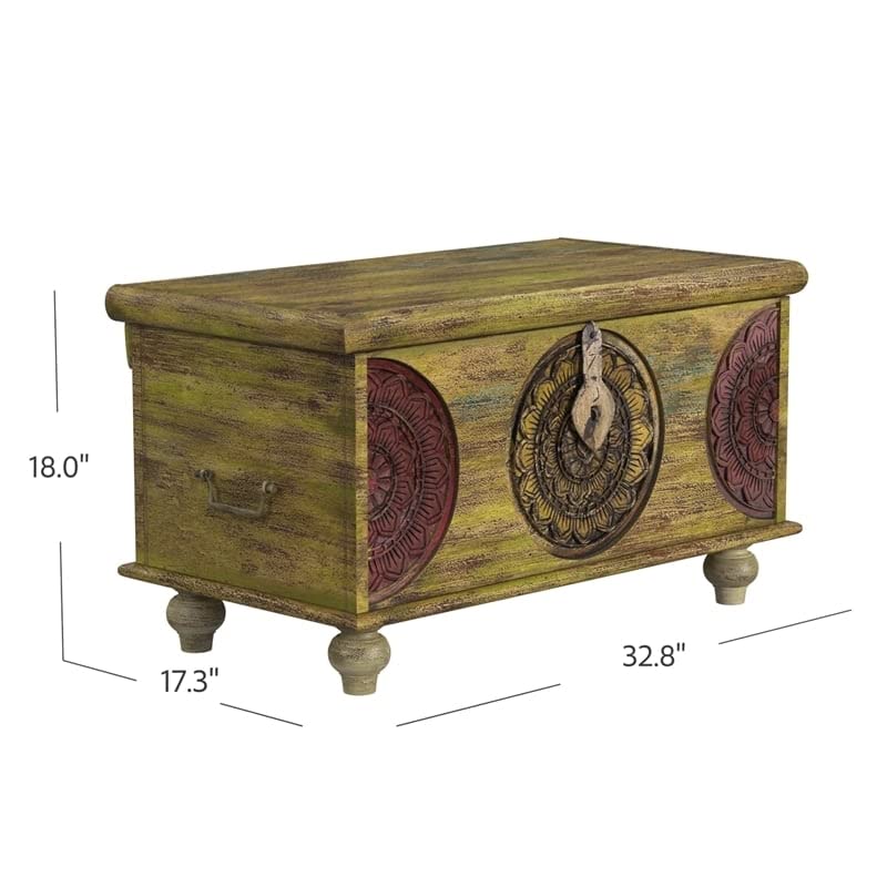 Beaumont Lane Rustic Mango Wood Trunk Coffee Table in Oak Brown