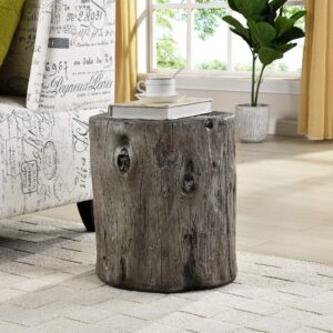 firstime & co.® gray arbor log table, american crafted, weathered gray, 15 x 14 x 17,grey