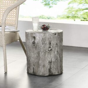 FirsTime & Co.® Gray Arbor Log Table, American Crafted, Weathered Gray, 15 x 14 x 17,Grey