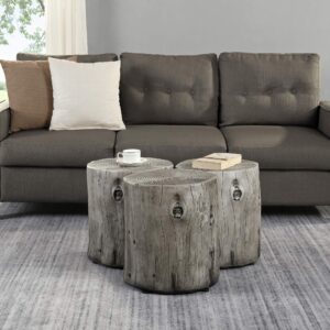 FirsTime & Co.® Gray Arbor Log Table, American Crafted, Weathered Gray, 15 x 14 x 17,Grey