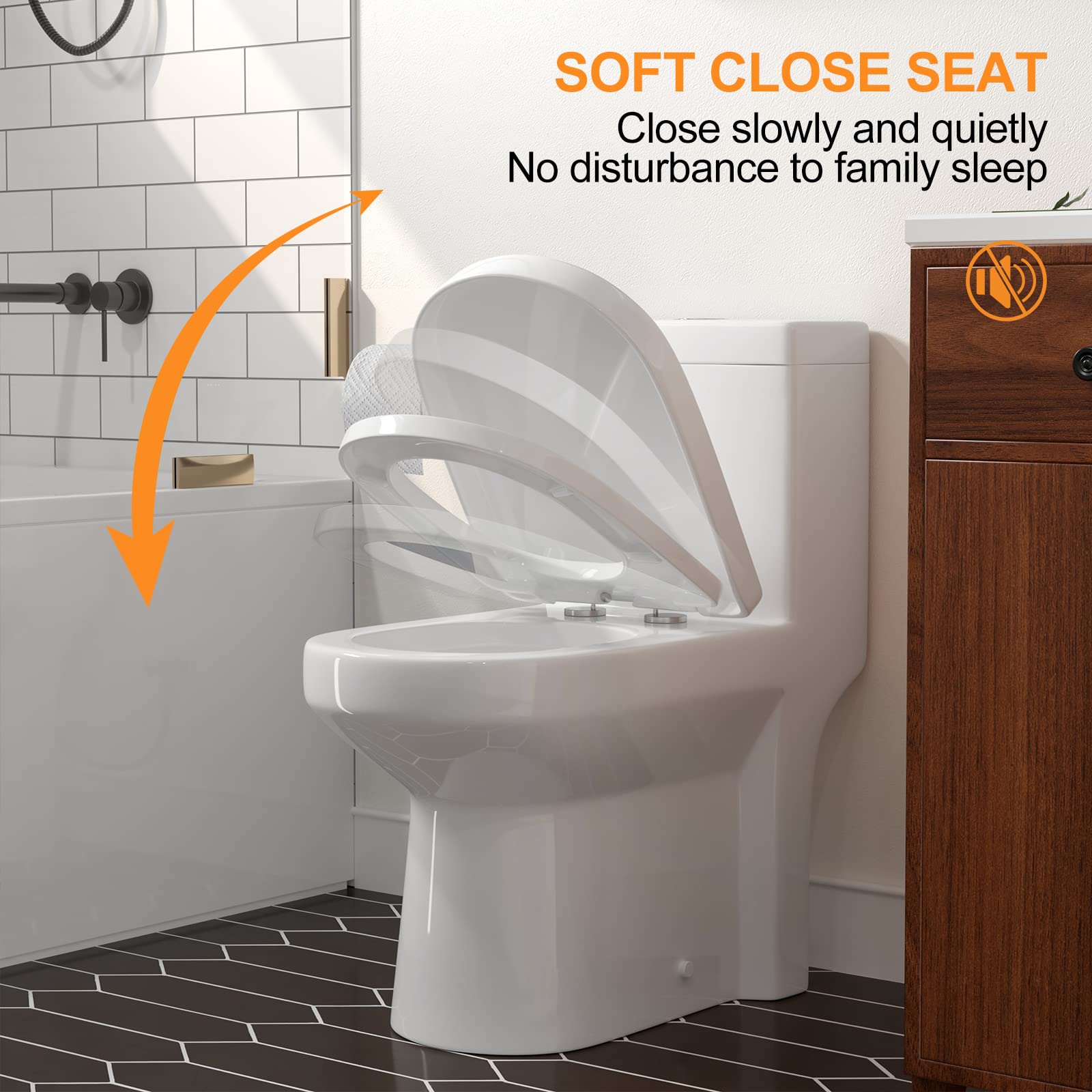 HOROW HWMT-8733S Small Toilet 25" Long x 13.4" Wide x 28.4" High 1-Piece Short Compact Bathroom Tiny Mini Commode Water Closet Dual Flush Concealed Trapway, 12'' Rough-in