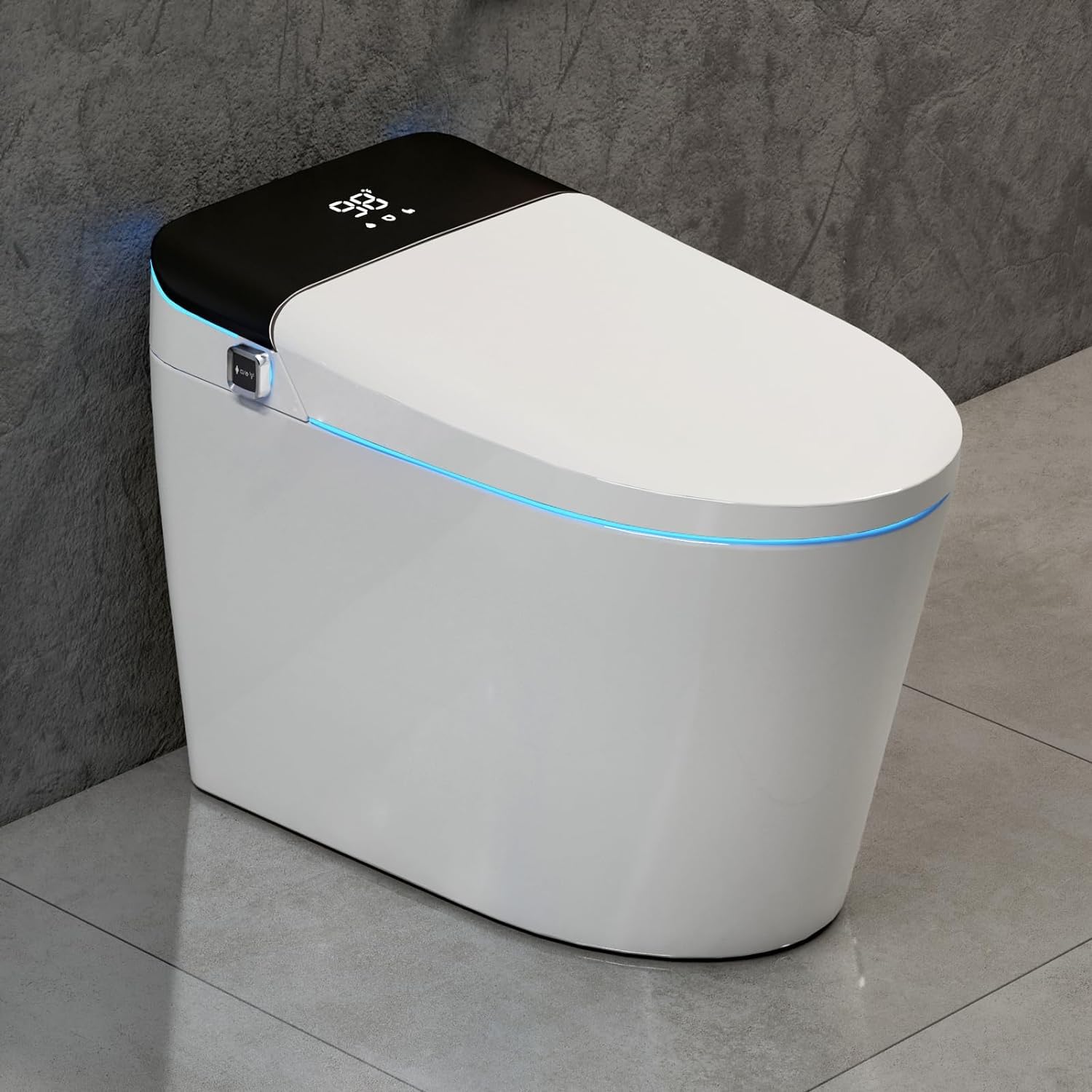 BIASUNS Modern Smart Toilet with Auto Flush, Foot Sensor Flush, One Piece Bidet Toilet with Warm Water, Heated Bidet Seat, Warm Air Drying, Tankless Toilets with Remote Control, Elongated