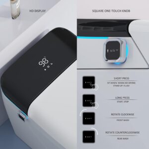 BIASUNS Modern Smart Toilet with Auto Flush, Foot Sensor Flush, One Piece Bidet Toilet with Warm Water, Heated Bidet Seat, Warm Air Drying, Tankless Toilets with Remote Control, Elongated