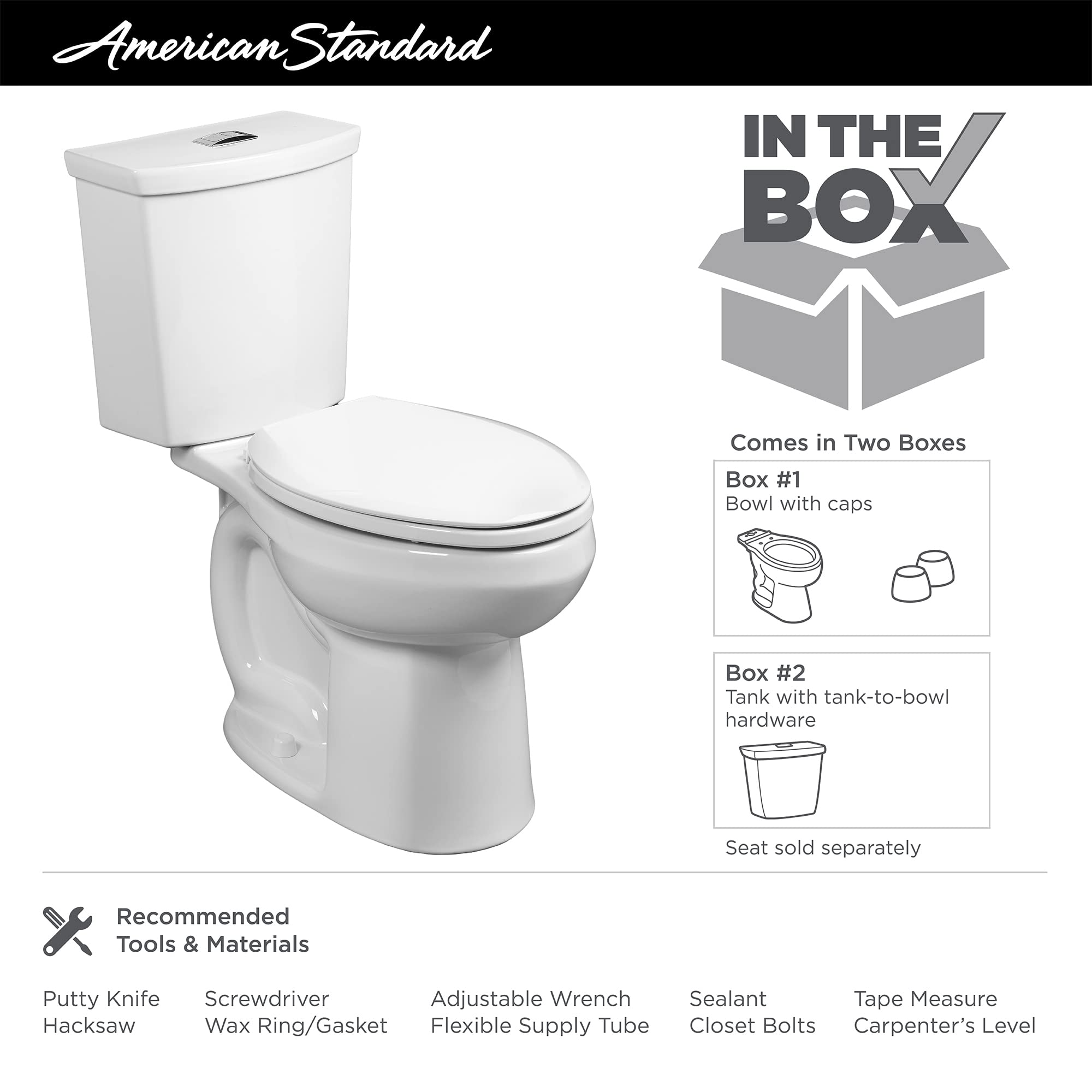 American Standard 2886218.020 H2Option Two-Piece Toilet, Elongated Front, Chair Height, Dual Flush, White, 0.92 - 1.28 gpf