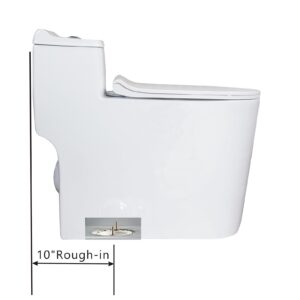 WinZo WZ5080S Dual Flush One Piece Toilet With 10" Rough-in Elongated Comfortable Height, White