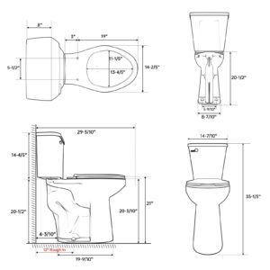 SUPERFLO Extra Tall Toilet 21 Inch Tall Toilets Elongated With 12” Rough In Toilet & Single Flush, Bathroom High Toilet For Seniors, Disabled & Tall Person (1.28 GPF)