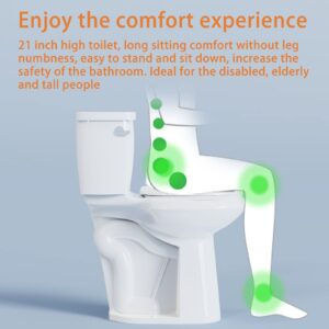 SUPERFLO Extra Tall Toilet 21 Inch Tall Toilets Elongated With 12” Rough In Toilet & Single Flush, Bathroom High Toilet For Seniors, Disabled & Tall Person (1.28 GPF)