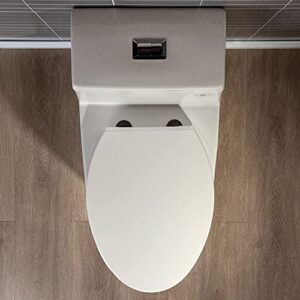 WOODBRIDGEE One Piece Toilet with Soft Closing Seat, Chair Height, 1.28 GPF Dual, Water Sensed, 1000 Gram MaP Flushing Score Toilet, B0942, Biscuit