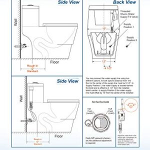 WOODBRIDGEE One Piece Toilet with Soft Closing Seat, Chair Height, 1.28 GPF Dual, Water Sensed, 1000 Gram MaP Flushing Score Toilet, B0942, Biscuit