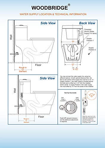 WOODBRIDGEE One Piece Toilet with Soft Closing Seat, Chair Height, 1.28 GPF Dual, Water Sensed, 1000 Gram MaP Flushing Score Toilet, B0942, Biscuit