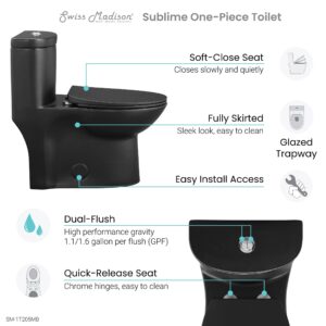 Swiss Madison SM-1T205MB Sublime One Piece Elongated Toilet Dual Flush, Matte Black