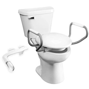 bemis 7yr85320h20 assurance with clean shield toilet support arms attachment, round 3" raised seat with bidet bundle, white