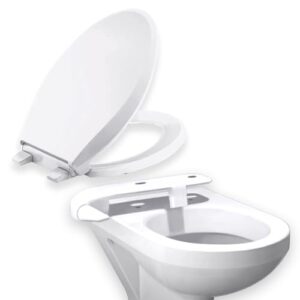 kohler 4636-rl-0 cachet readylatch quiet close elongated toilet seat, white & purewash toilet seat attachment for bidet functionality, 22860-0, white