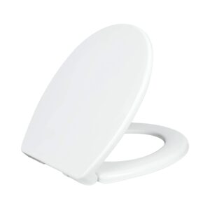 luxe ts1008r round comfort fit toilet seat with slow close, quick release hinges, and non-slip bumpers (white)