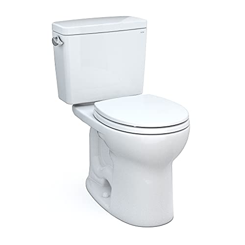 TOTO Drake Two-Piece Round 1.28 GPF Universal Height TORNADO FLUSH Toilet with CEFIONTECT, Cotton White - CST775CEFG#01