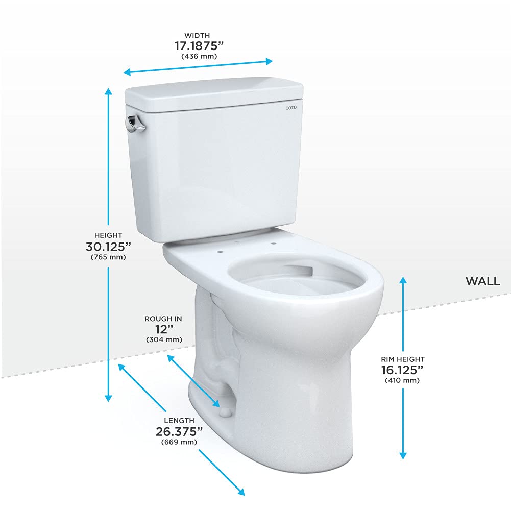 TOTO Drake Two-Piece Round 1.28 GPF Universal Height TORNADO FLUSH Toilet with CEFIONTECT, Cotton White - CST775CEFG#01