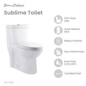 Sublime One Piece Elongated Toilet with Touchless Retrofit Dual Flush 1.1/1.6 gpf