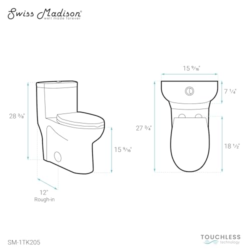 Sublime One Piece Elongated Toilet with Touchless Retrofit Dual Flush 1.1/1.6 gpf