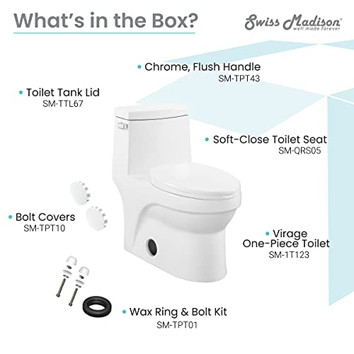 Swiss Madison SM-1T123 Virage One Piece Elongated Toilet 1.28 GPF