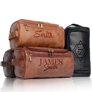 personalized toiletry bag for men, engraved name initials toiletry bag, customized monogram travel shaving dopp kit for groomsmen, gift for christmas, birthday, dad, husband, grandpa, lover