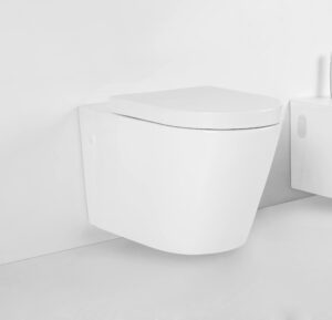 horow wall hung toilet hr-tg02w, compact wall mounted toilet with soft closing seat, 1.6 gpf/1.1 gpf dual flush ceramic round wall toilet for bathroom, white toilet bowl