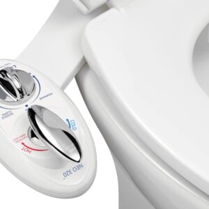 LUXE Bidet NEO 320 - Hot and Cold Water, Self-Cleaning, Dual Nozzle, Non-Electric Bidet Attachment for Toilet Seat, Adjustable Water Pressure, Rear and Feminine Wash, Lever Control (White)