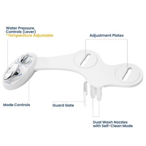 LUXE Bidet NEO 320 - Hot and Cold Water, Self-Cleaning, Dual Nozzle, Non-Electric Bidet Attachment for Toilet Seat, Adjustable Water Pressure, Rear and Feminine Wash, Lever Control (White)