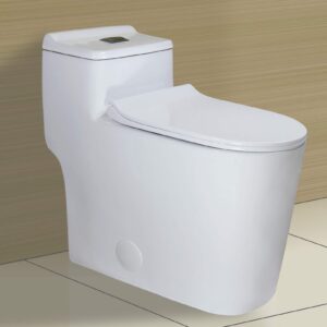 winzo wz5080 elongated dual flush one piece toilet low profile 17.25" comfortable chair height with soft closing seat white