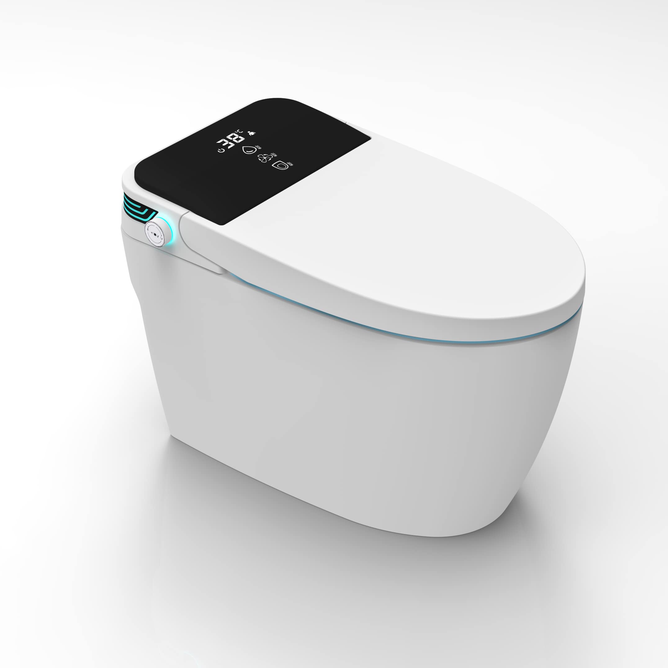 Intelligent Toilet with Heated Seat, DACOM Smart Toilet One Piece Toilet Foot Sensoring Flush, Warm Water and Dry, Multi-Function APP Remote Control