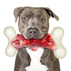 dog toys for aggressive chewers, indestructible large dogs,real bacon flavored,dog chew toy bones medium/large breed dogs,best to keep them busy (l)