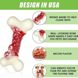 Dog Toys for Aggressive Chewers, Indestructible Large Dogs,Real Bacon Flavored,Dog Chew Toy Bones Medium/Large Breed Dogs,Best to Keep Them Busy (L)