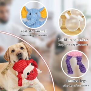 LECHONG 5 Pack Tough Dog Toys Stuffed Squeaky Dog Toys Assortment Plush Animal Dog Toy Value Bundle Puppy Pet Dog Toys for Small Medium Large Dogs