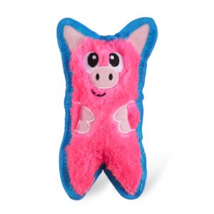 outward hound durablez tough plush squeaky dog toy, pig, pink, xs