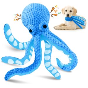 jeefome large squeaky dog toys：plush dog toys with soft fabric for small, medium and large dogs-octopus stuffed dog toys to keep them busy