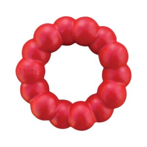 kong ring - natural rubber ring toy for healthy chewing habits - chew toy supports dog dental health - dog toy supports instincts during playtime - for small/medium dogs