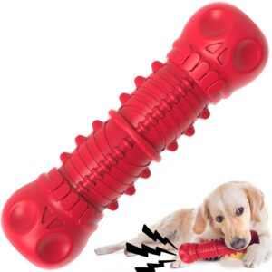 zikaton dog squeaky toys for aggressive chewers, durable dog chew toys for large medium breed dog, dog toys, tough durable dogs toys with natural rubber (a red, for larege dogs)