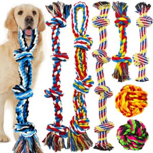 losfong large dog chew toys for aggressive chewers, 12 pack indestructible dog rope toys for large breeds, heavy duty dental cotton rope dog toys, puppy teething chew toys, tug of war dog toy