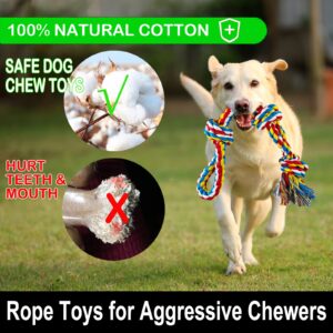 LosFong Large Dog Chew Toys for Aggressive Chewers, 12 Pack Indestructible Dog Rope Toys for Large Breeds, Heavy Duty Dental Cotton Rope Dog Toys, Puppy Teething Chew Toys, Tug of War Dog Toy