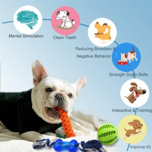 Beiker Dog Teething Chew Toys - 15 Pack Tough Small Medium Large Breed Puppy Toys, Dogs Rope Chew Toys Bundle for Boredom, Pet Interactive Squeaky Treat Dispensing Ball for Puppies