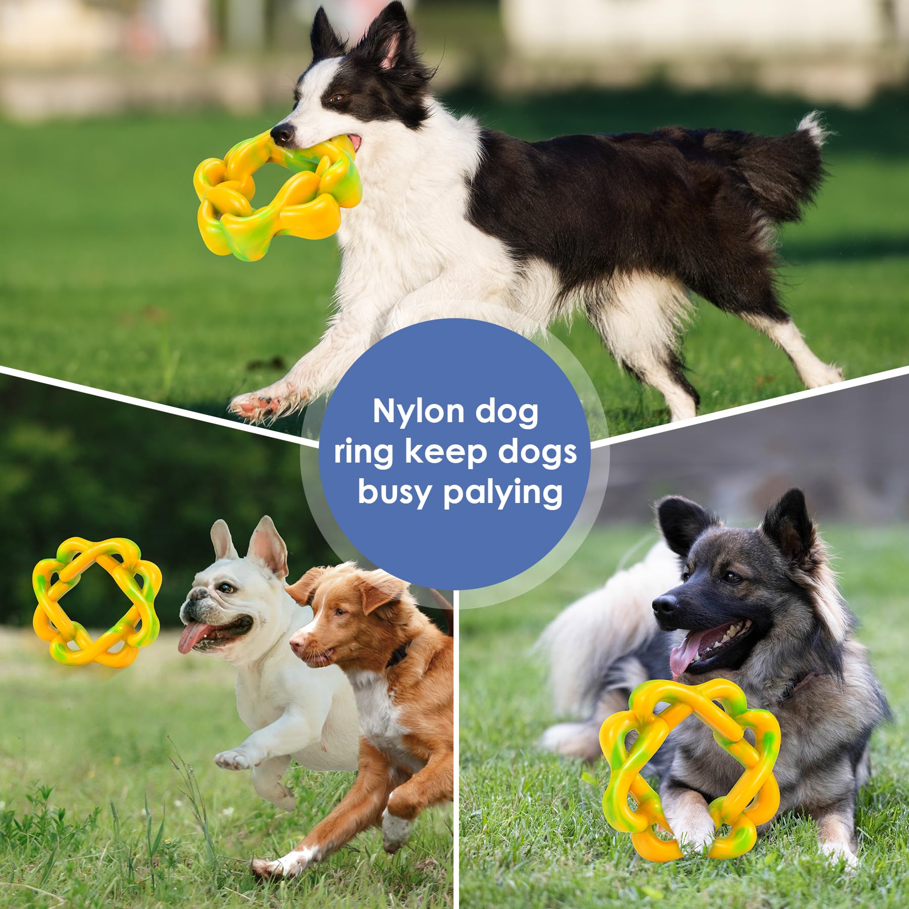 DAOZIJI Indestructible Dog Toys for Aggressive Chewers, Dog Chew Toys Rings for Aggressive Chewers Small Medium Large Breed, Interactive Dog Ring Toys for Boredom, Nylon Super Chewer Dog Toys Chew