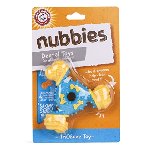 Arm & Hammer for Pets Nubbies Wishbone Dog Dental Toy| Best Dog Chew Toy for Moderate Chewers | Dog Dental Toy Helps Reduce Plaque & Tartar | Chicken Flavor Baking Soda (Pack of 1)