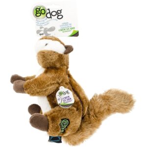 godog wildlife chipmunk squeaky plush dog toy, chew guard technology - brown, large