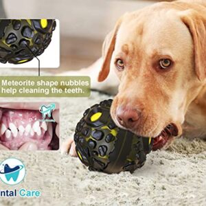 MITAIKO Dog Toy Ball for Aggressive Chewers, Interactive Fetch Dog Ball with Fun Squeaky Wobble Giggle Sound, Durable for Small Medium Large Dogs, Non-Toxic Rubber Pet Chew Toys, Black & Yellow