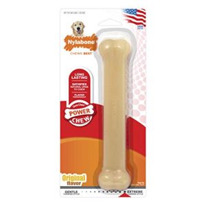 nylabone power chew classic bone chew toy for dogs, durable dog toys for aggressive chewers, original flavor, large/giant - up to 50 lbs. (1 count)